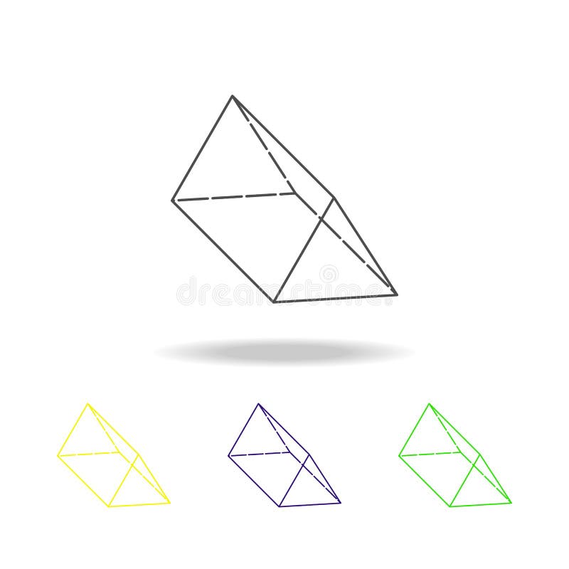Triangular Prism Colored Icons. Elements of Geometric Figure Colored ...