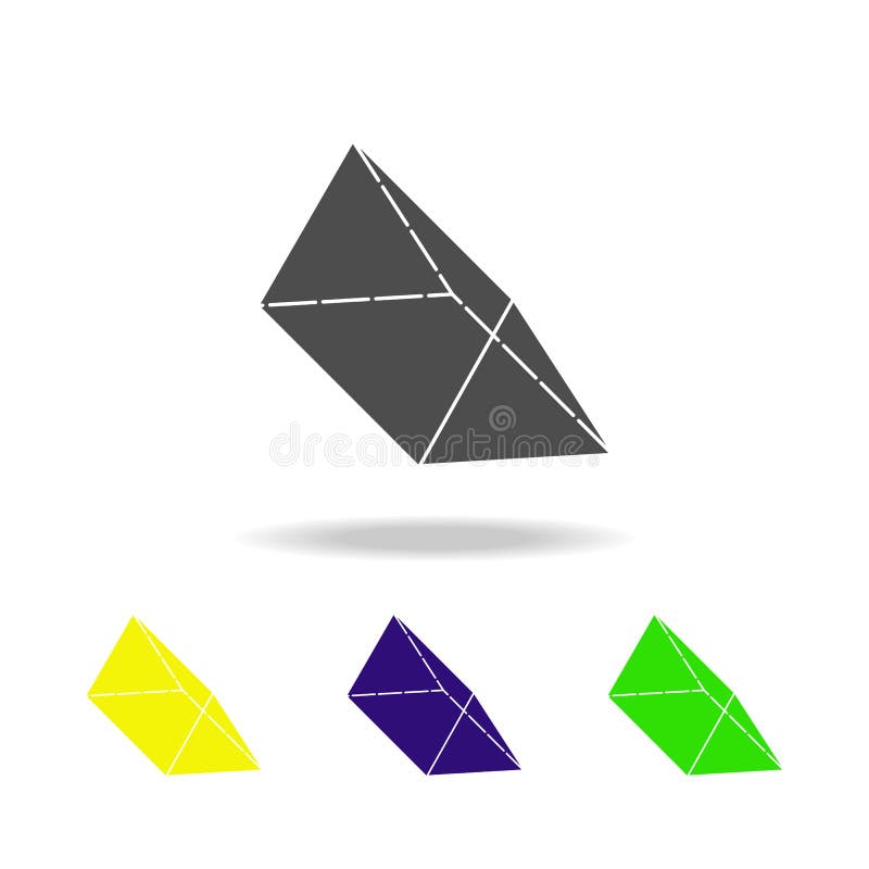 Triangular Prism Icon in Neon Style. Geometric Figure Element for ...