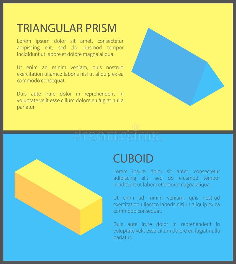 Triangular Prism and Cuboid Geometric Collection Stock Vector ...