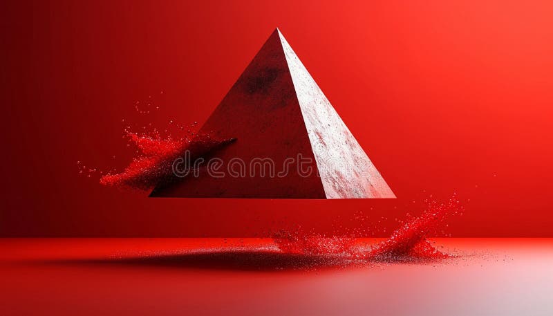 A Triangular Prism Disperses into Red Particles Against a Monochromatic ...