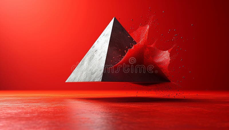 A Triangular Prism Disperses into Red Particles Against a Monochromatic ...