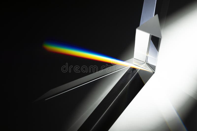Triangular Prism Dispersing Sun Beam Splitting into a Spectrum on White ...