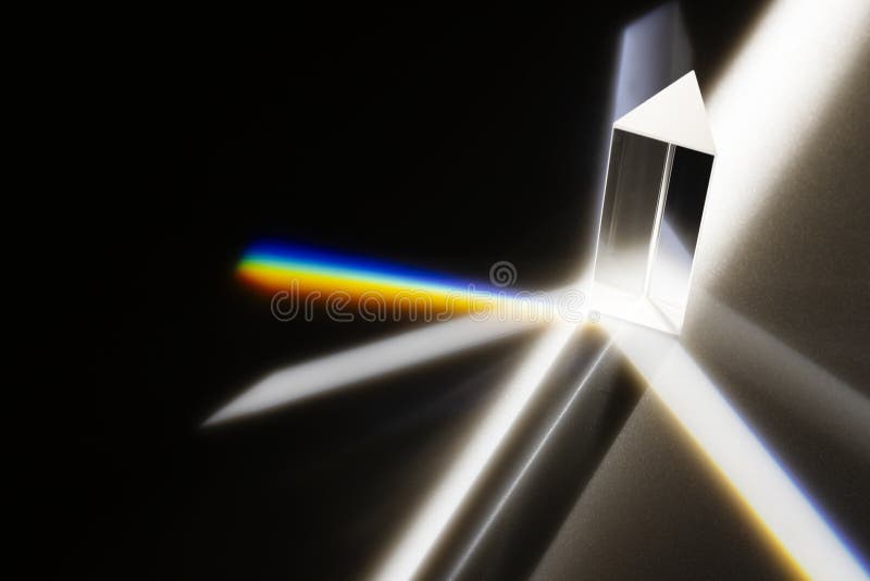 Triangular Prism Dispersing Sun Beam Splitting into a Spectrum on White ...
