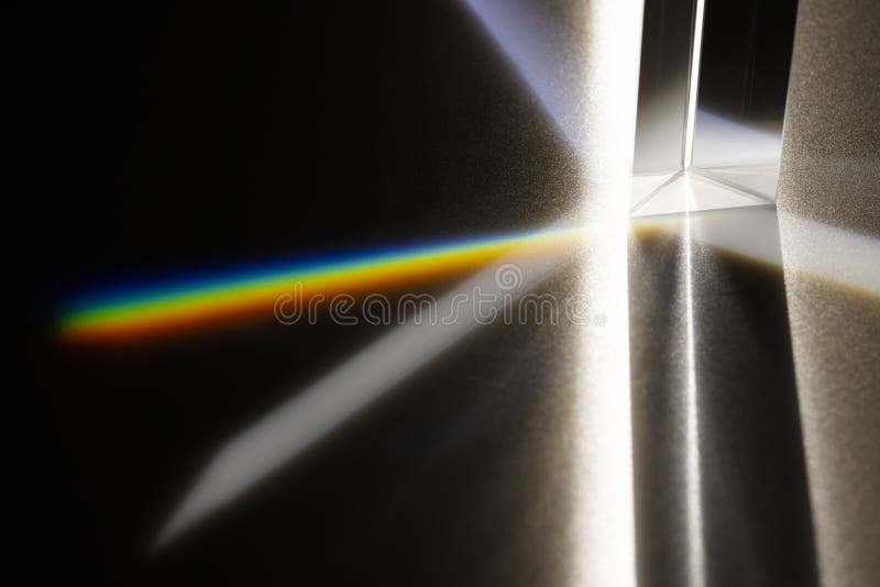 Triangular Prism Dispersing Sun Beam Splitting into a Spectrum on White ...