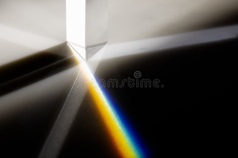 Triangular Prism Dispersing Sun Beam Splitting into a Spectrum on White ...
