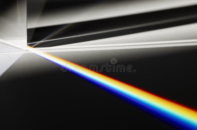 Triangular Prism Dispersing Sun Beam Splitting into a Spectrum on White ...
