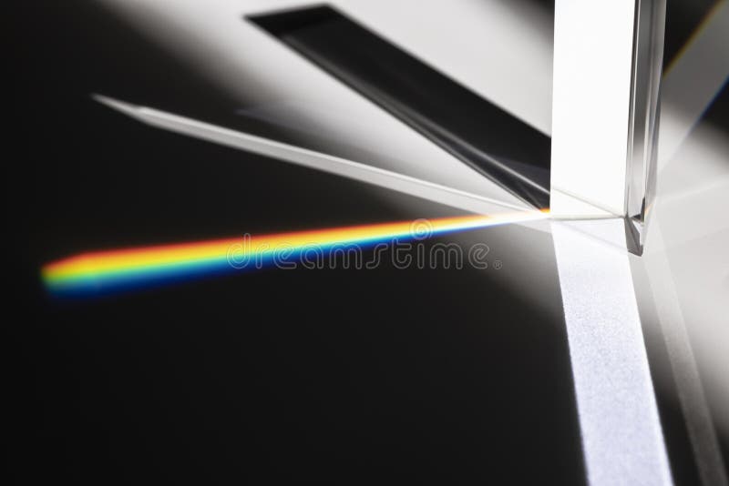 Triangular Prism Dispersing Sun Beam Splitting into a Spectrum on White ...