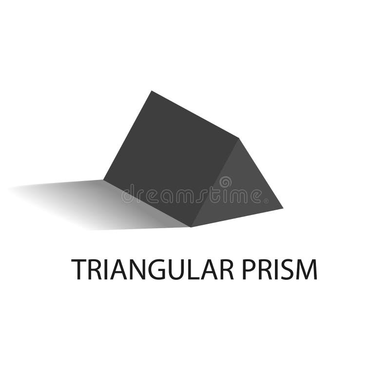 Triangular Prism Geometric Figure in Black Color Stock Vector ...