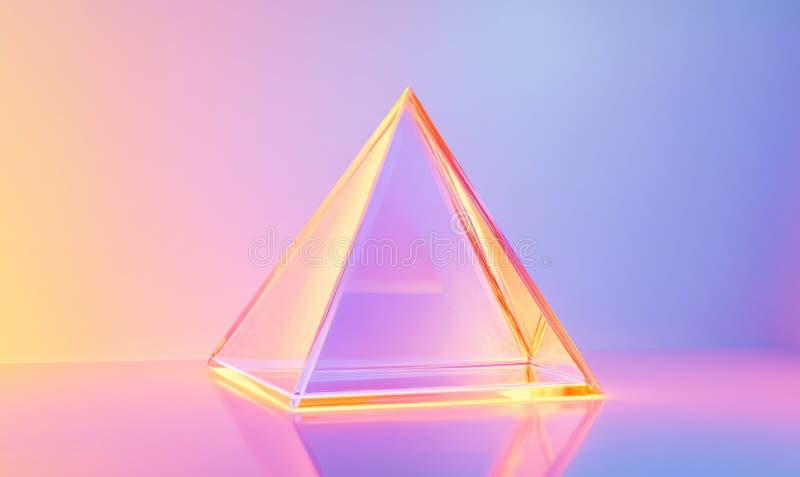 A Triangular Prism Made of Glass Sits on a Table Stock Illustration ...