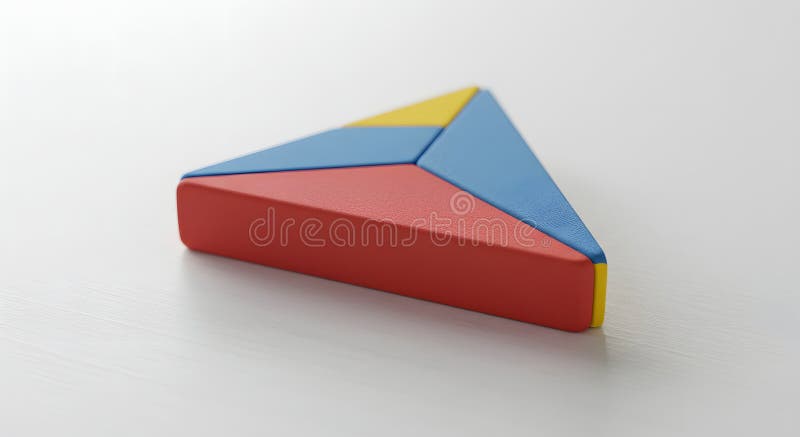 Triangular Prism with Red, Blue, and Yellow Sections, Ai Generated ...