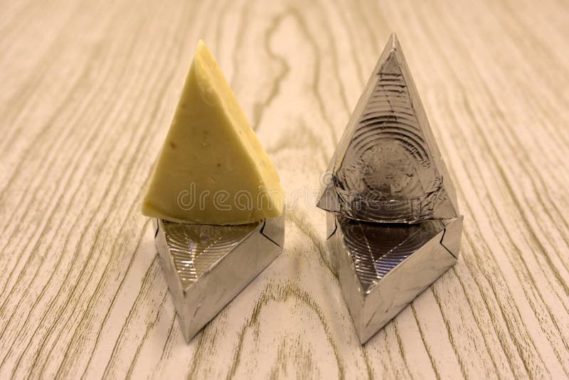 Triangular Processed Cheese Isolated On White Background . Stock Image ...