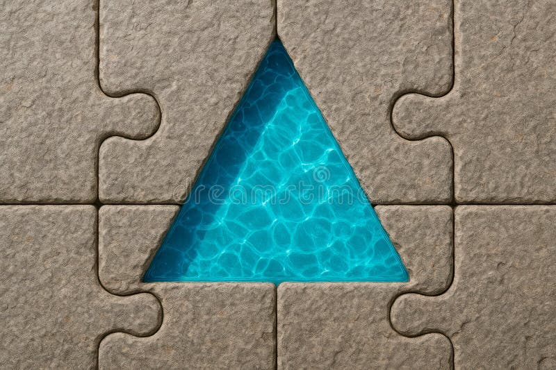 A Triangular Puzzle Piece Filled with Water. Stock Photo - Image of ...