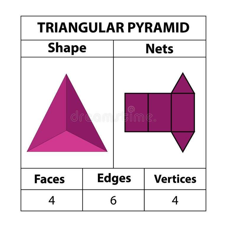 Triangular Pyramid Nets, Faces, Edges, and Vertices. Geometric Figures ...