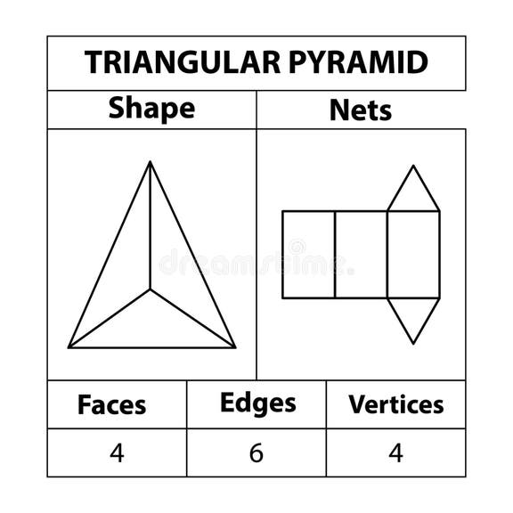 Triangular Pyramid Nets, Faces, Edges, and Vertices. Geometric Figures ...