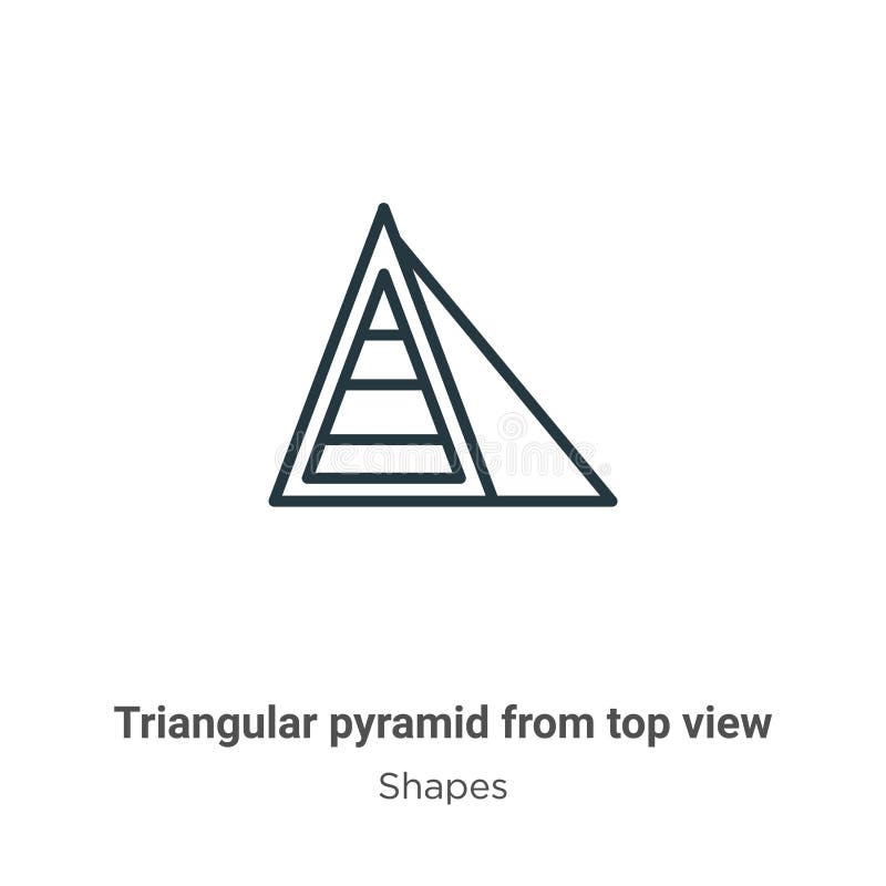 Triangular Pyramid from Top View Outline Vector Icon. Thin Line Black ...