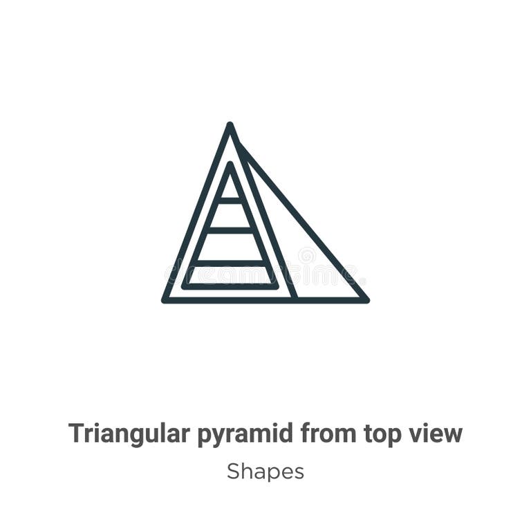 Triangular Pyramid from Top View Outline Vector Icon. Thin Line Black ...