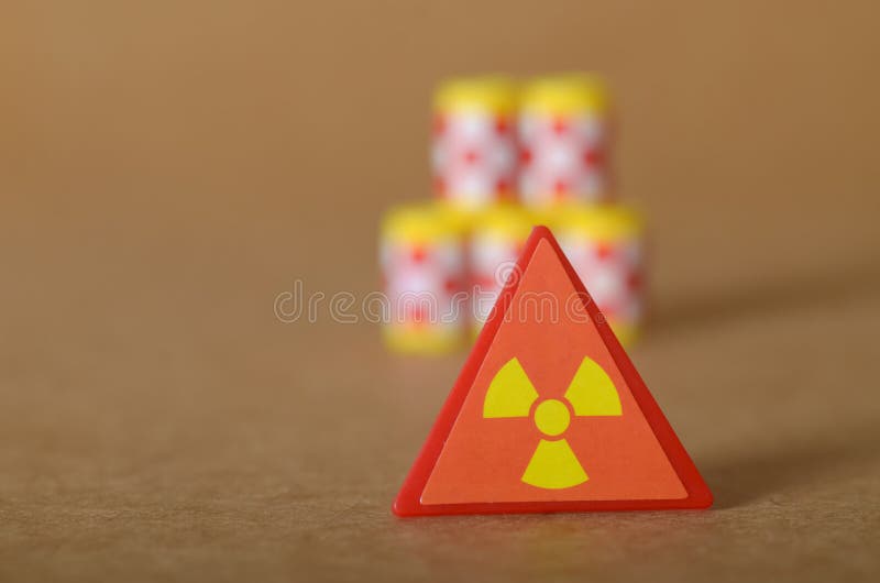 Triangular Radiation Warning Sign with Yellow Trefoil in Front of ...