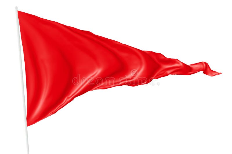 Triangular Red Flag with Flagpole Stock Illustration - Illustration of ...
