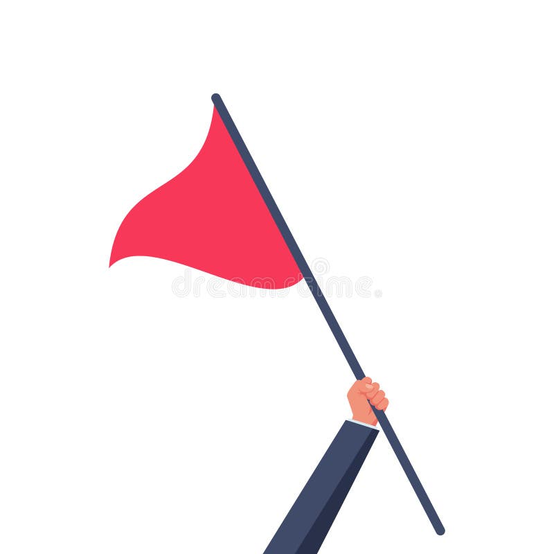 Triangular Red Flag Holding in Hand Man Stock Vector - Illustration of ...