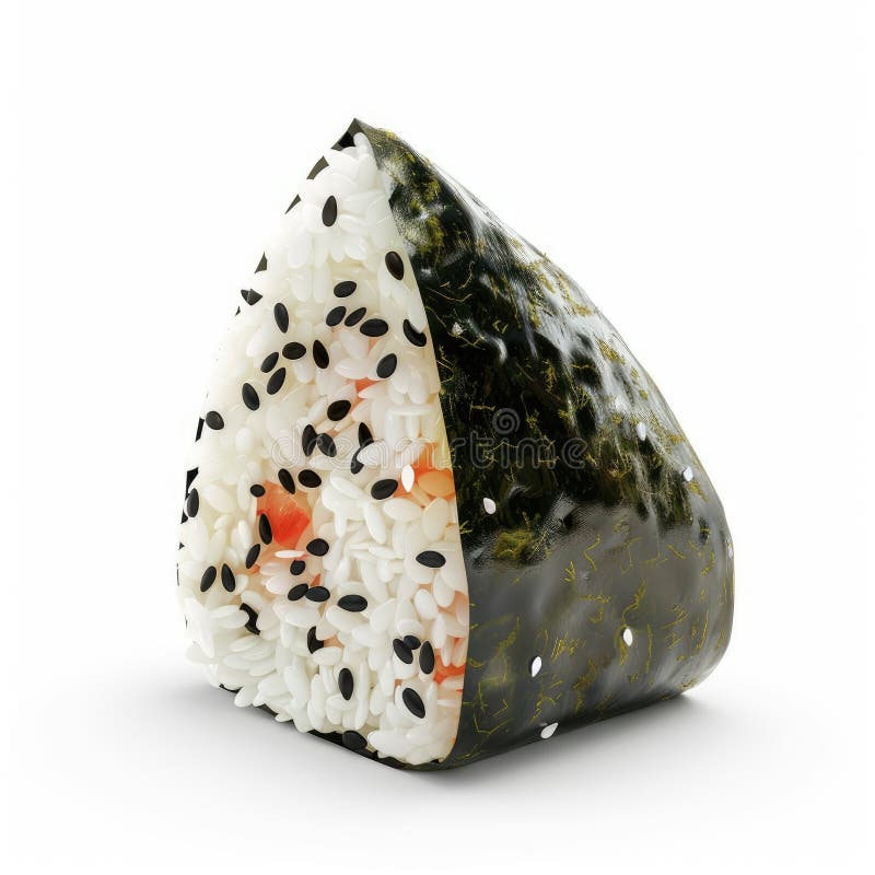 Delicious Onigiri Rice Triangle with Salmon and Sesame Seeds Stock ...