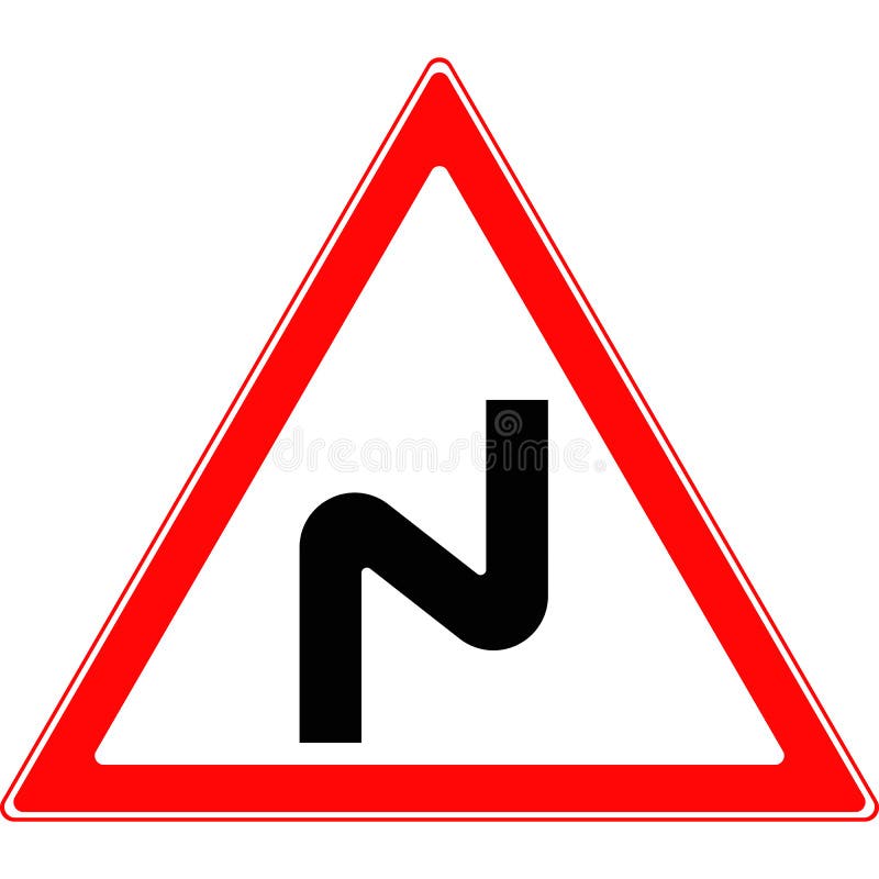 Triangular Road Sign, Double Right Turn. Vector Image. Stock Vector ...