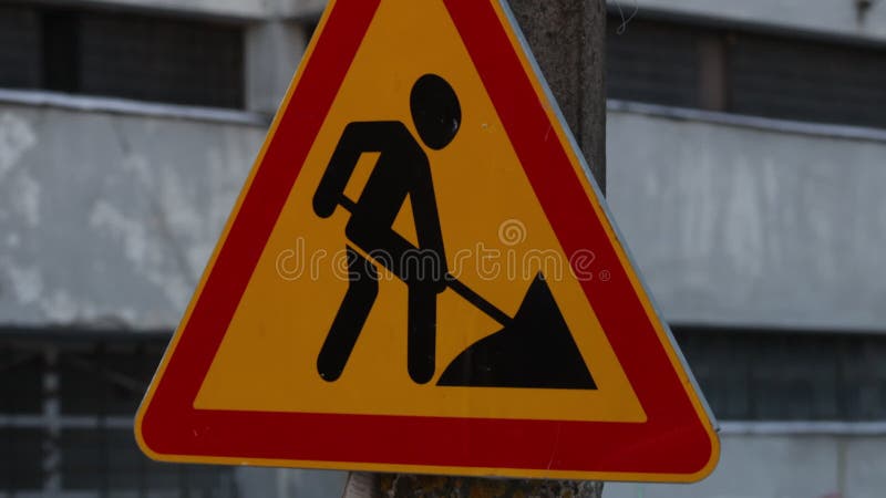 Construction Work on the Road. Road Signs Stock Video - Video of urban ...
