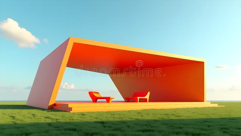 Triangular Roof Design on a Minimalist Pavilion in Bold Colors Stock ...