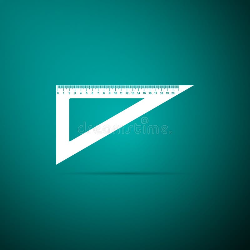 Triangular Ruler Icon Isolated on Green Background. Straightedge Symbol ...