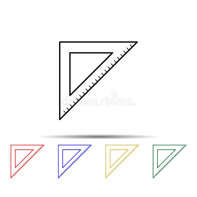 Triangular Ruler Multi Color Style Icon. Simple Thin Line, Outline ...