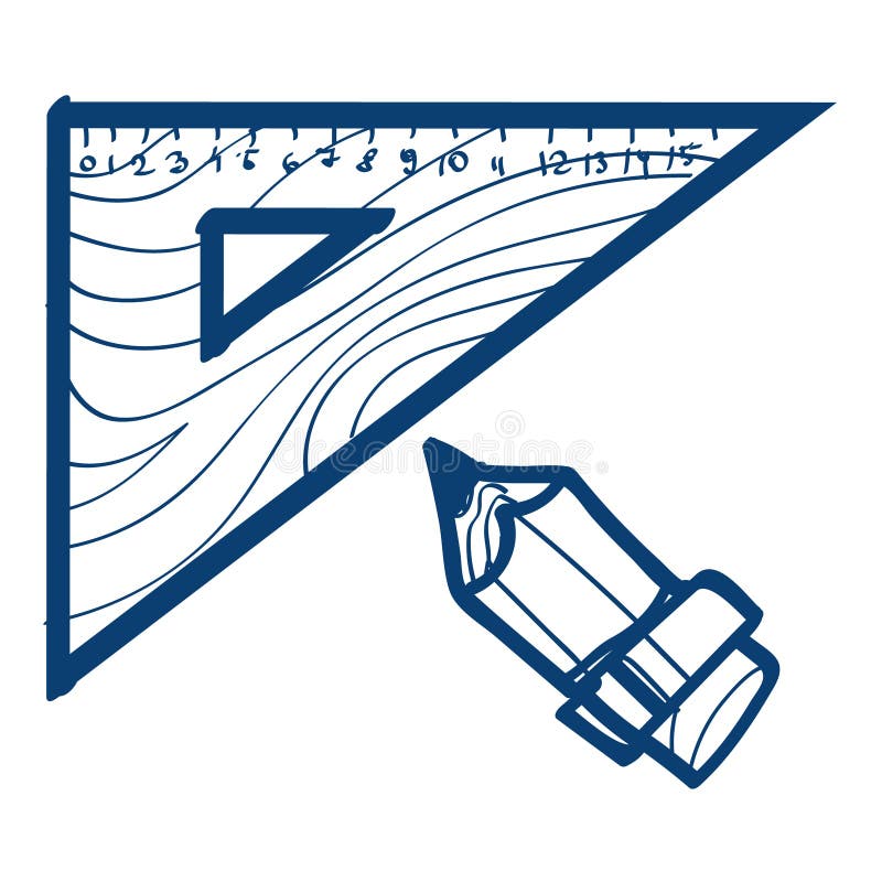 Triangular Ruler and Pencil Drawing, Drawing Tools Icon Stock ...