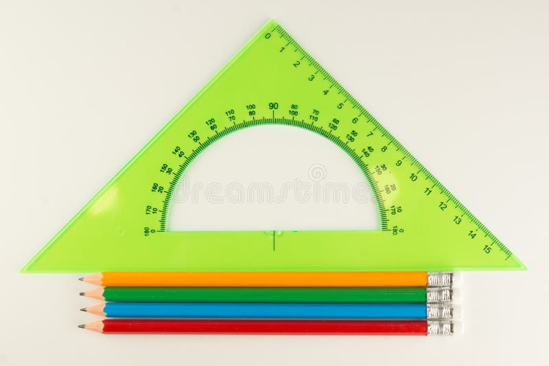 Triangular Ruler For Studying At School Isolated Stock Photo - Image of ...