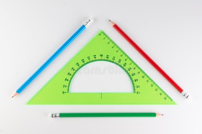 Triangular Ruler For Studying At School Isolated Stock Photo - Image of ...