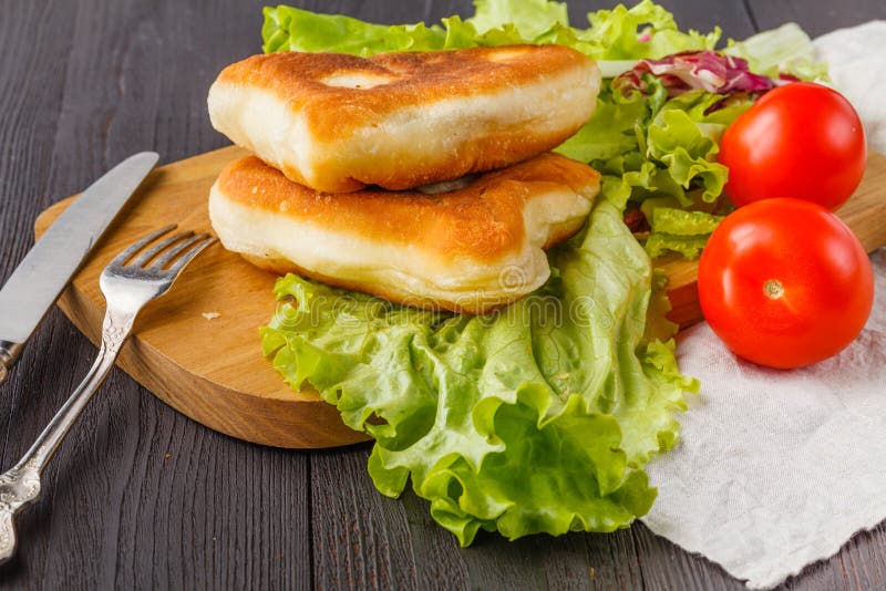 Triangular Russian Belyashi with Meat Stock Image - Image of homemade ...