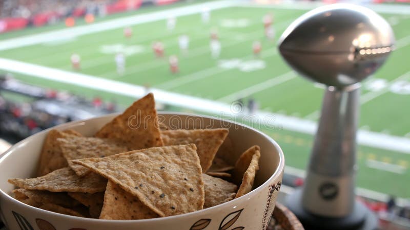 Triangular Rye Chips Snack Bowl in Sports Setting during a Football ...