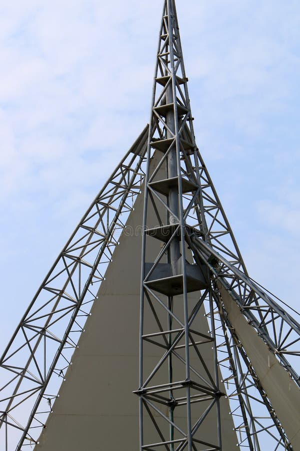 A Triangular Sail Stands in the City Park Stock Photo - Image of shapes ...