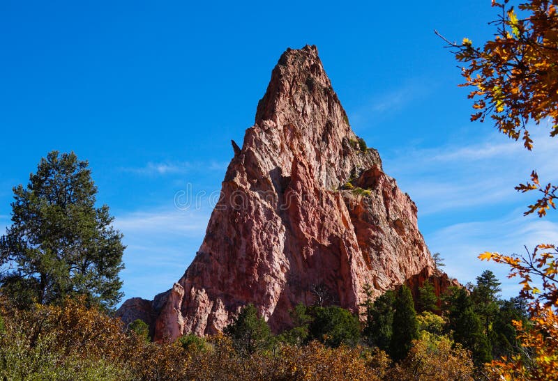 Triangular Sandstone Rock Spire in Garden of the Gods Stock Image ...