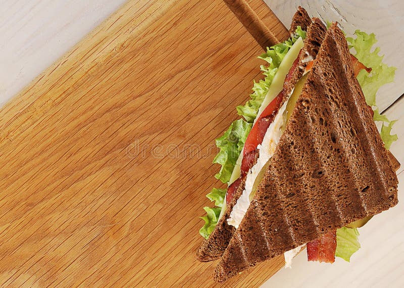 Triangular Sandwich with Cheese, Ham and Tomato Stock Image - Image of ...