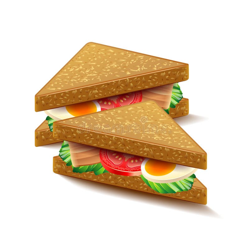 Triangular Sandwiches Isolated on White Vector Stock Vector ...