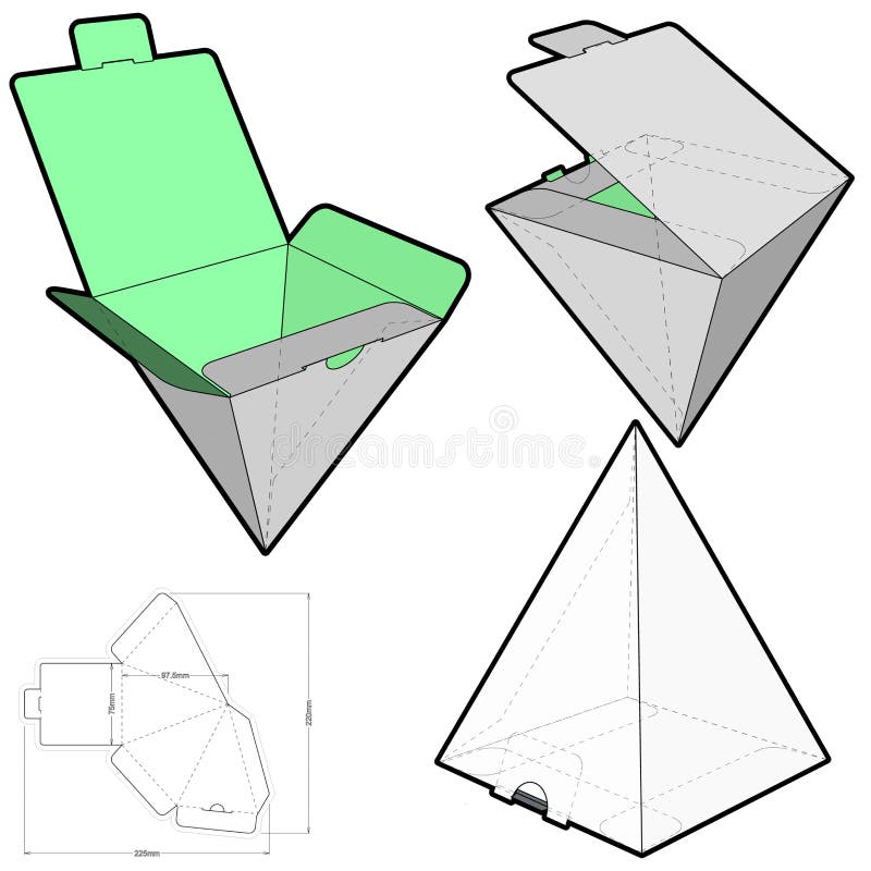 Triangular Self Assembly Packaging and Die-cut Pattern. Stock Vector ...