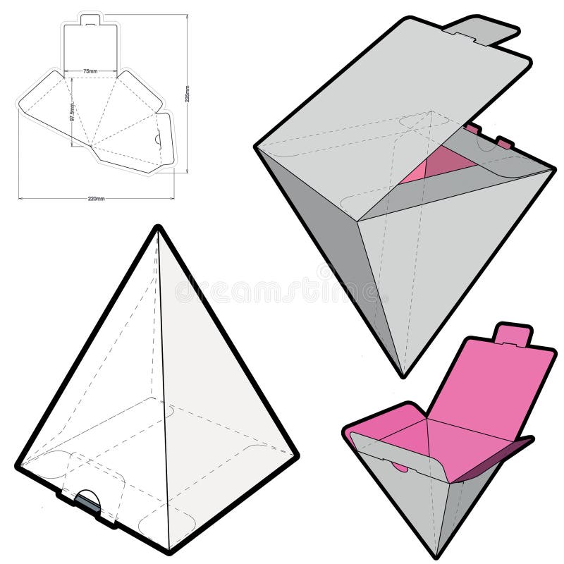 Triangular Self Assembly Packaging and Die-cut Pattern. Stock Vector ...