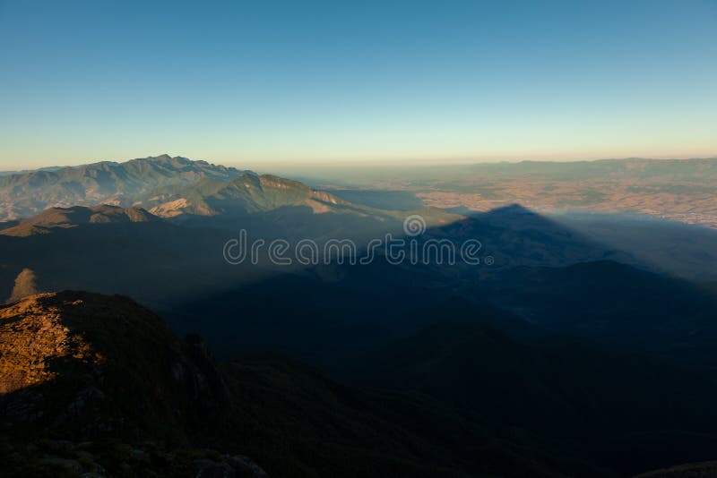 Triangular Shadows of a Mountain Seen from the Summit in Mantiqueira ...