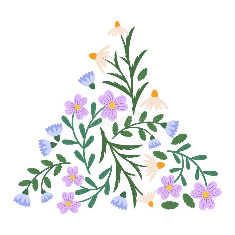 Triangular Shape Filled with Flowers, Graphic Element, Floral Triangle ...