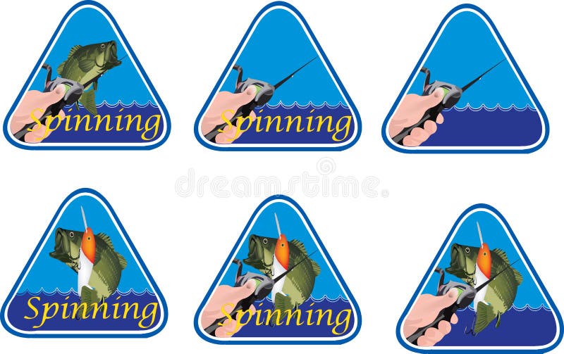 Triangular Shaped Stickers of Sport Fishing- Stock Vector ...