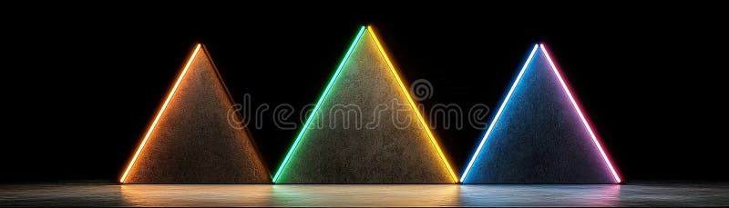 Triangular Shapes with Neon Lights in a Dark Setting Giving a Modern ...
