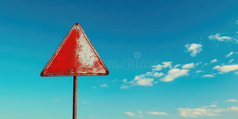 Triangular Sign on Metal Pole Stock Photo - Image of traffic, warnings ...