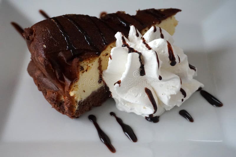 Triangular Slice of Cake with Whipped Cream Stock Image - Image of ...