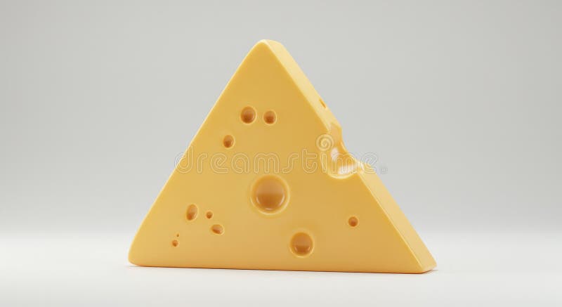 A Triangular Slice of Swiss Cheese with Holes, Isolated on a White ...