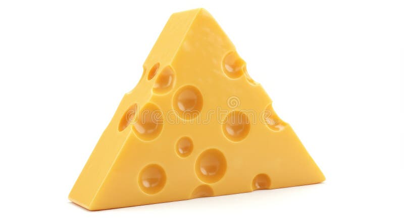 A Triangular Slice of Swiss Cheese Isolated on White Background ...