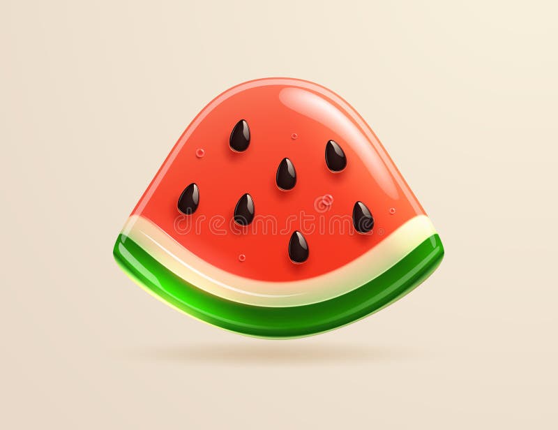 Triangular Slice of Watermelon in Glass 3D Style. Vector Stock Vector ...