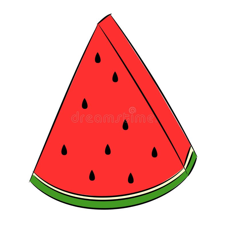 Triangular Slice of Watermelon. Vector Drawing that Simulates Drawing ...